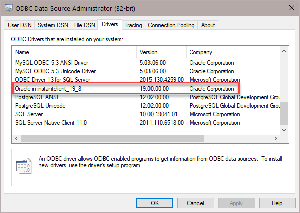 Installing Oracle ODBC Drivers